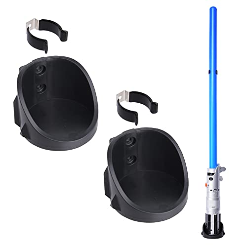LEKUSHA Lightsaber Wall Mount Display Stand Light Saber Holder Compatible for Any Lightsaber, Black Pack of 2