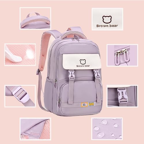 YJMKOI Aesthetic Black Backpacks for Girls, Kawaii Kids Bookbag,Large and Lightweight School Girls Backpack,Black