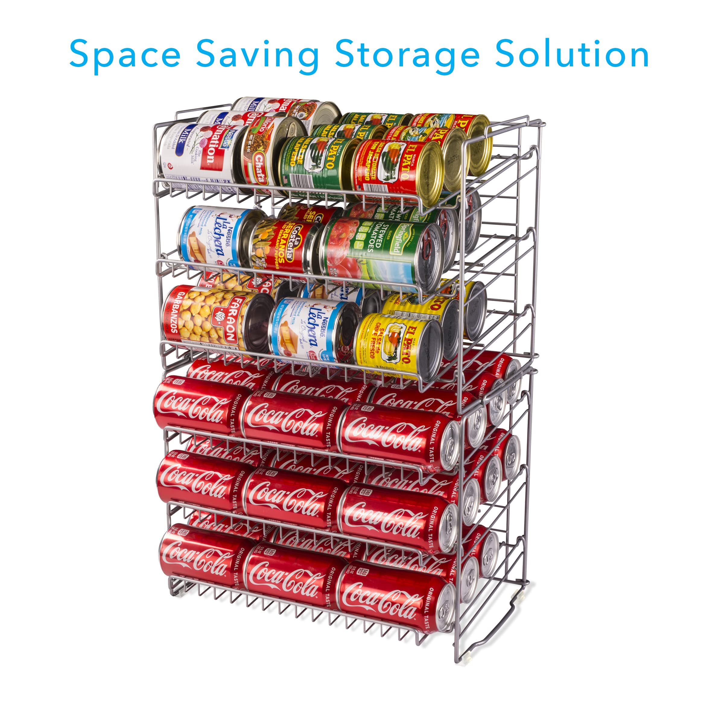 Atlantic Gravity-Fed Compact Double Canrack β Kitchen Organizer, Durable Steel Construction, Stackable or Side-by-Side, PN in Silver