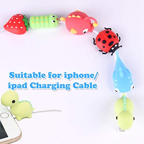 TUPARKA 18 pcs Cable Protector for iPhone,ipad USB Cable, Plastic Cable Protectors Cute Fish Dinosaur Animals Charging Cable Saver, Phone Accessory Protect USB Charger