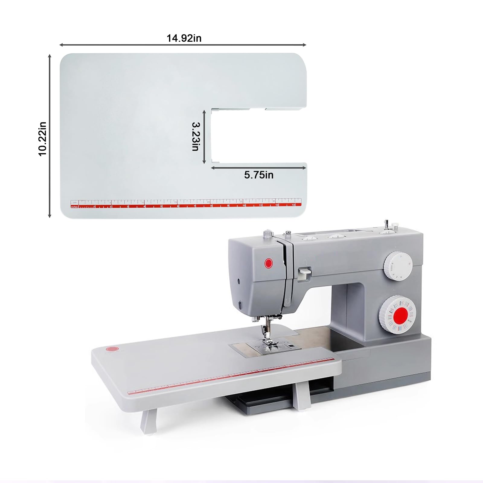 VANELY Sewing Machines Extension Table For Singer 4411, 4423, 4432,4452,5511,5523 Heavy Duty Sewing Machines (Gray)
