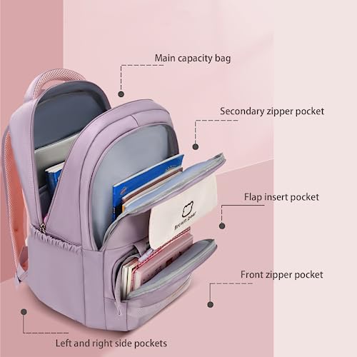 YJMKOI Aesthetic Black Backpacks for Girls, Kawaii Kids Bookbag,Large and Lightweight School Girls Backpack,Black