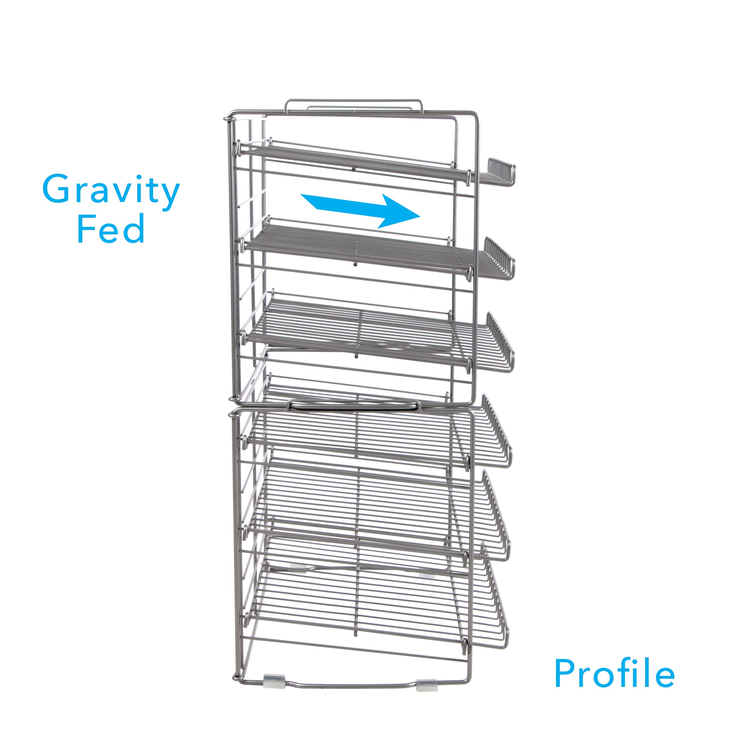 Atlantic Gravity-Fed Compact Double Canrack β Kitchen Organizer, Durable Steel Construction, Stackable or Side-by-Side, PN in Silver