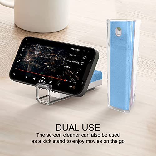 Acuvar 2 All in One Screen Cleaning Sprays with Microfiber and Phone Stand. Cleans and Removes Oil and Dirt from Smartphones, Tablets, LCD, LED Laptop, TV Screens, and More (Blue)