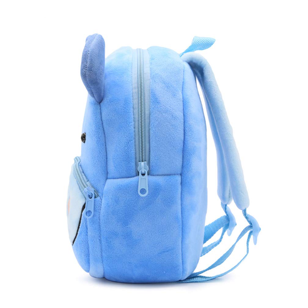 Toddler Backpack Zoo Plush Mini Daypack Animal Cartoon Travel Bag for Baby Girl Boy (Blue(Hippo))