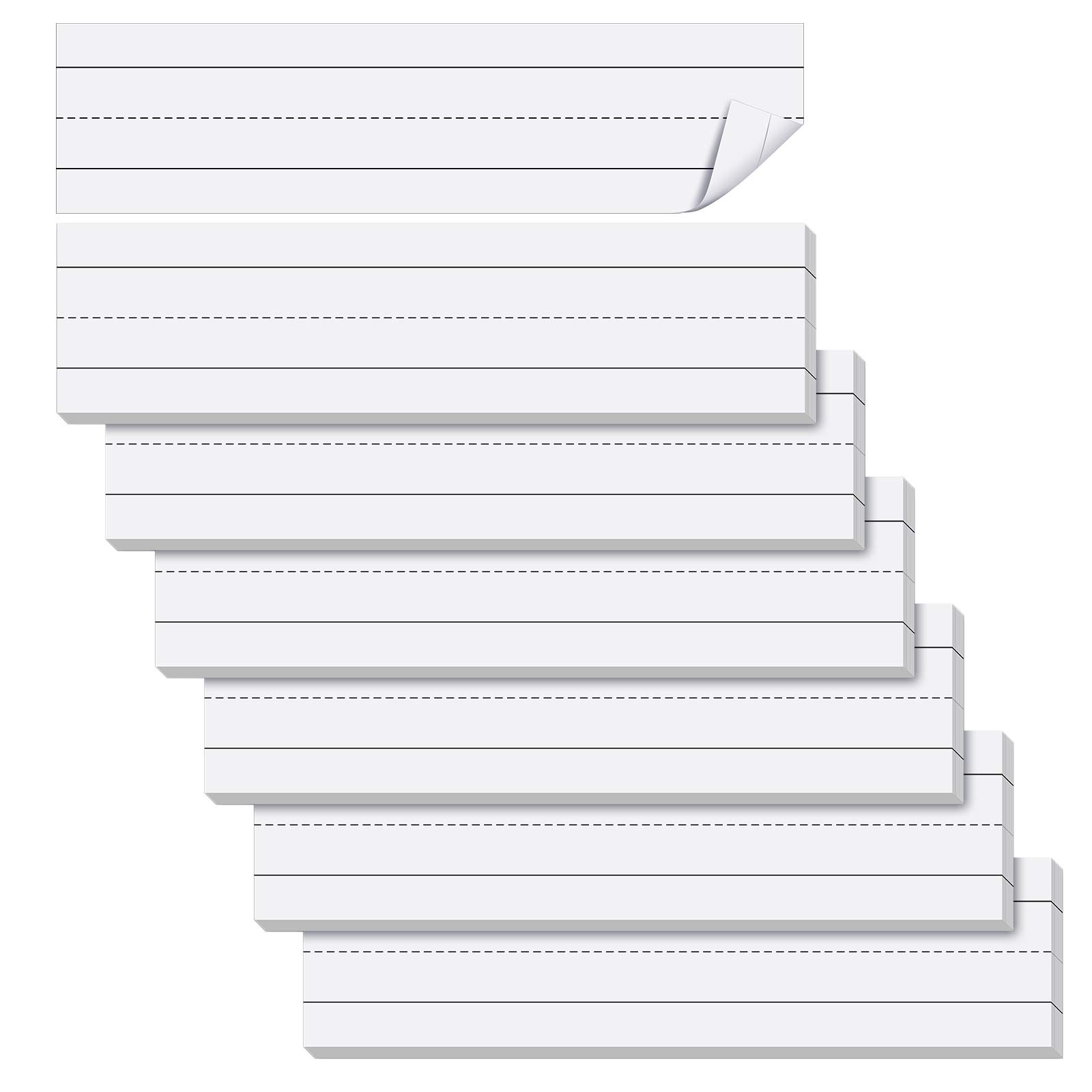 150 Sheets Sentence Strips for Teacher Word Strips Ruled Sentence Strips School Learning Sentence Strips, 3 x 12 Inch for School Office Supplies, 6 Pieces (White)