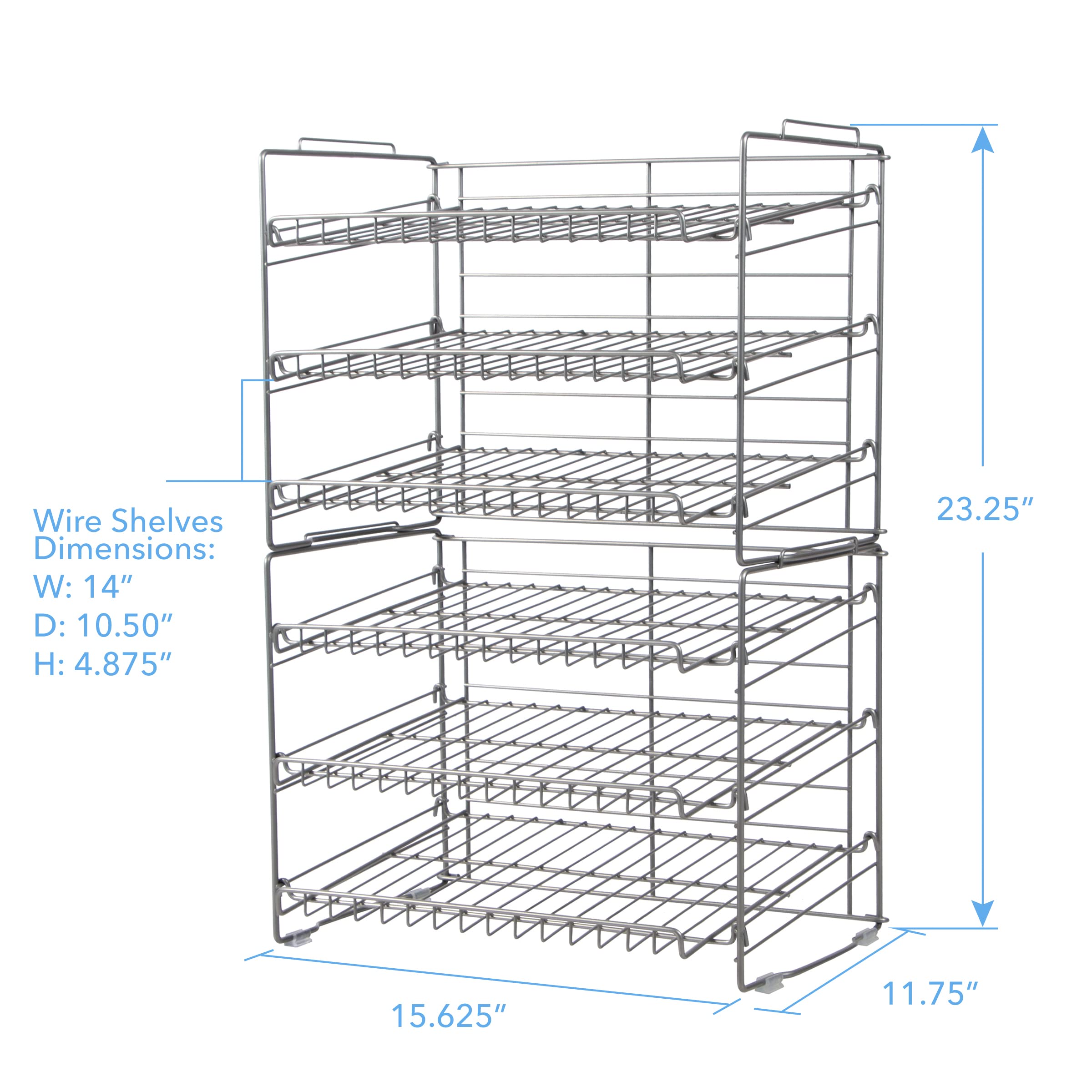 Atlantic Gravity-Fed Compact Double Canrack β Kitchen Organizer, Durable Steel Construction, Stackable or Side-by-Side, PN in Silver