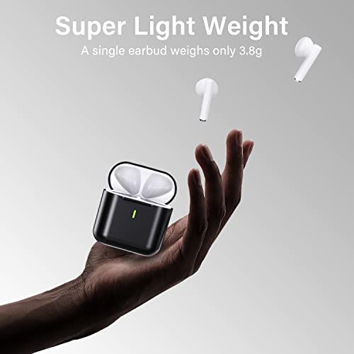 Wireless Earbuds Bluetooth 5.1 Headphones 30H Playtime in-Ear Hi-Fi Stereo Sound Noise Cancellation Mic IPX7 Waterproof Headset for iPhone/Samsung/Android/PC Black