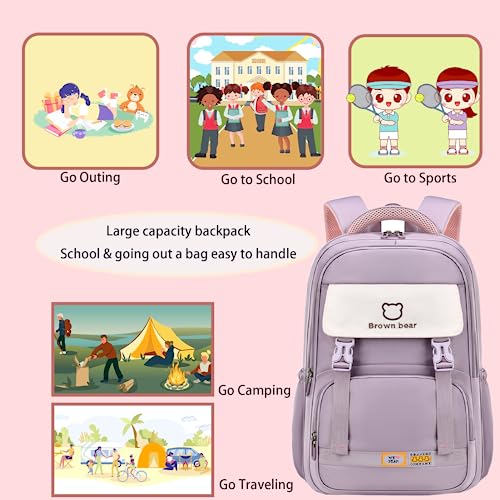 YJMKOI Aesthetic Black Backpacks for Girls, Kawaii Kids Bookbag,Large and Lightweight School Girls Backpack,Black