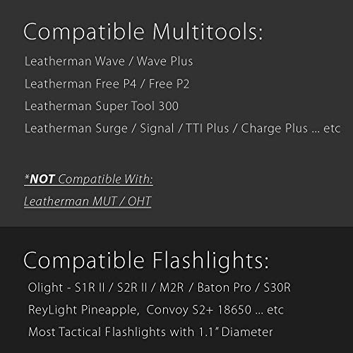 XXL EDC Leather Sheath, Leather Knife Belt Sheath Organizer, Tool Pouch Sheath for Most Leatherman Multitools, Key Ring Holder Fob, Holster for 5 inch Knives, Fit Most Tactical Flashlights. Chestnut.