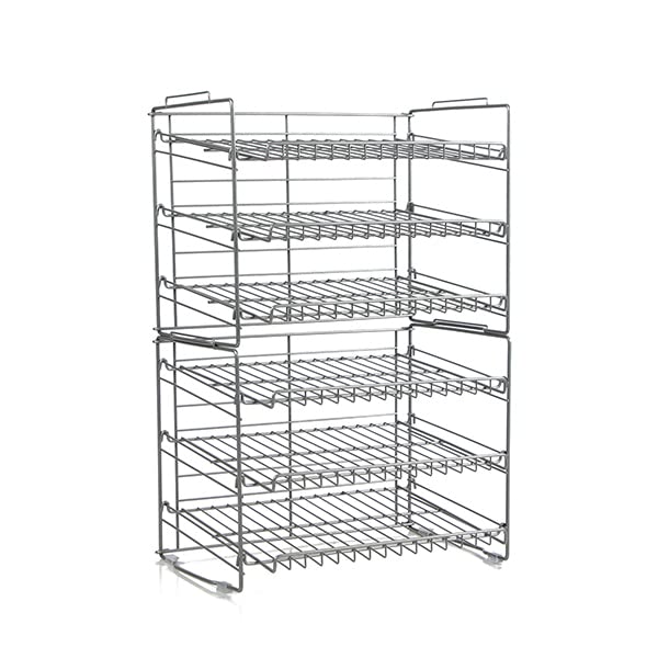 Atlantic Gravity-Fed Compact Double Canrack β Kitchen Organizer, Durable Steel Construction, Stackable or Side-by-Side, PN in Silver