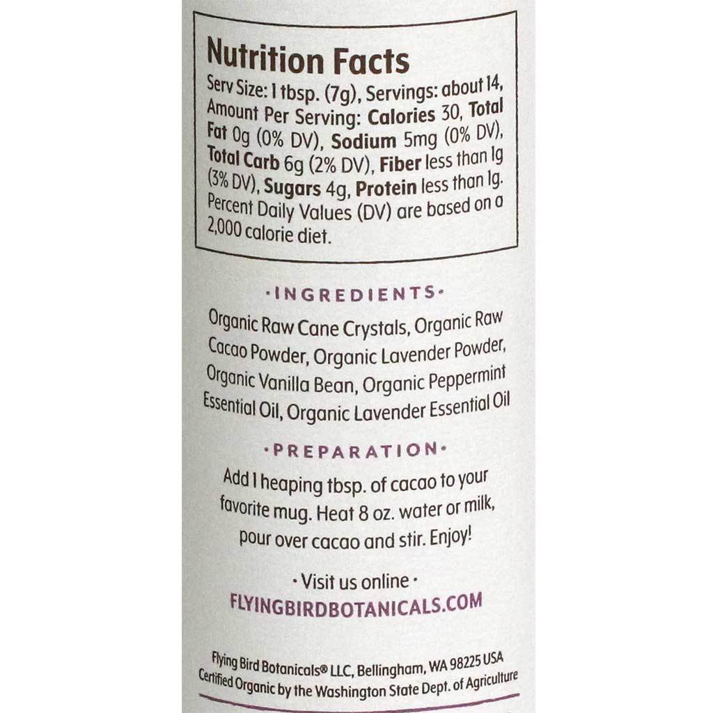 Flying Bird Botanicals - Organic Lavender Mint Drinking Chocolate, 3.5 oz