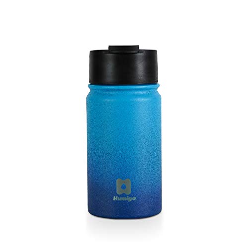 HUMIGO Water Bottle with Straw, 12oz Insulated Water Bottle, Water Bottle for Kids with Double Walled Vacuum Insulated, Stainless Steel Water Bottles, BPA Free 1033-350 (Gradation Blue)