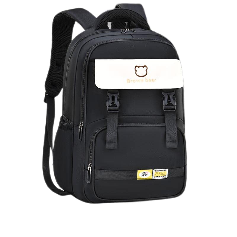YJMKOI Aesthetic Black Backpacks for Girls, Kawaii Kids Bookbag,Large and Lightweight School Girls Backpack,Black