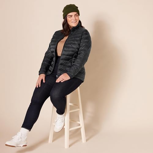 Amazon Essentials Women's Lightweight Long-Sleeve Water-Resistant Packable Puffer Jacket (Available in Plus Size), Black, Small