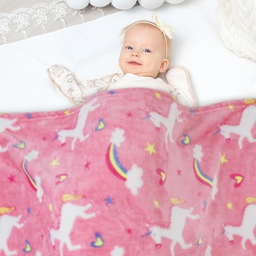 Viviland Kids Throw Blanket, Unicorn Print Blankets for Girls, Warm Lightweight Plush Throw Blanket Pink Unicorn Fleece Throw Blanket for Sofa Chair Couch Bed, for Kids, 30" x 40"