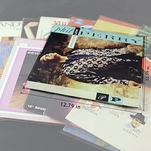 Vinyl Record Outer Sleeves 50 Pack for 12 inch Records, Loose fit, Clear Cover Protective, 3mil+ Thick, 12.79β x 12.79β, Fit for Single & Double LP Storage