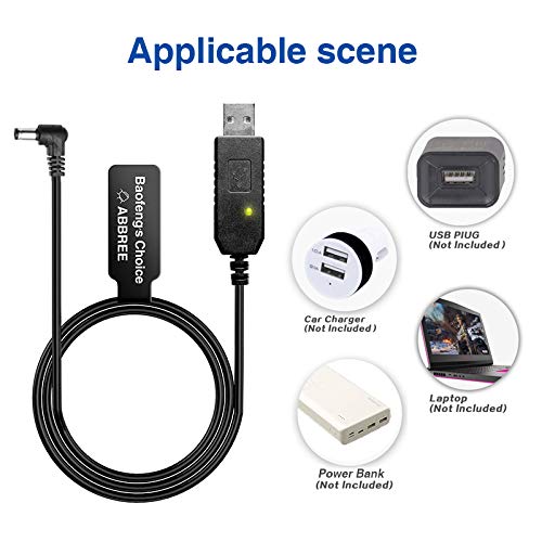 BAOFENG UV-5R Portable USB Charger Cable Indicator with Light for UV5R UV-82 BF-F8HP GT-3 UV-9R Plus Series Two Way Radios Charger(2Pack)