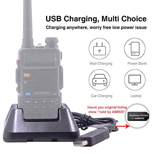 BAOFENG UV-5R Portable USB Charger Cable Indicator with Light for UV5R UV-82 BF-F8HP GT-3 UV-9R Plus Series Two Way Radios Charger(2Pack)