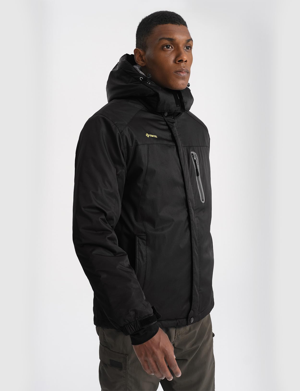 GEMYSE Men's Ski Snow Jacket Warm Winter Waterproof Coat Snowboard Rain Jacket Hooded Windproof Windbreaker(Black,3X-Large)