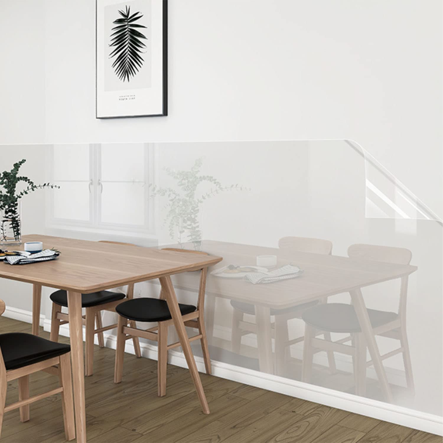 CHANMOL Clear Peel and Stick Wallpaper, Self-Adhesive Wallpaper Wall Protector, Oil Proof Waterproof Contact Paper for Kitchen Cabinets, Whiteboard, Shelf Drawer Liner (15.7" x 118")