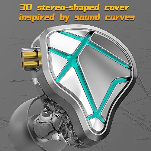 KZ ESX Noise Cancelling Wired Earbuds with Microphones,Audiophile Headphones Built-in 12MM Super Dynamic Driver,0.75mm 2Pin Silver-Plated Removeable Cords for Airplane Travel,Sports