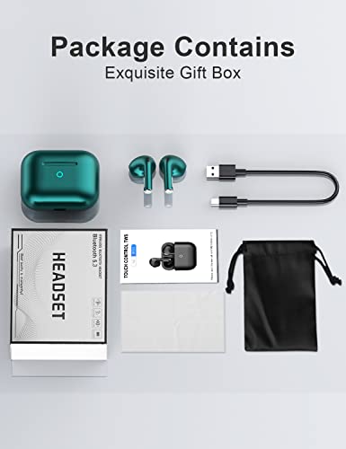 Wireless Earbuds, Bluetooth 5.3 Ear Buds Touch Control with in-Ear Built-in Microphone Deed Bass Headphones,Premium Stereo Earphones IPX6 Waterproof Headset for Sport