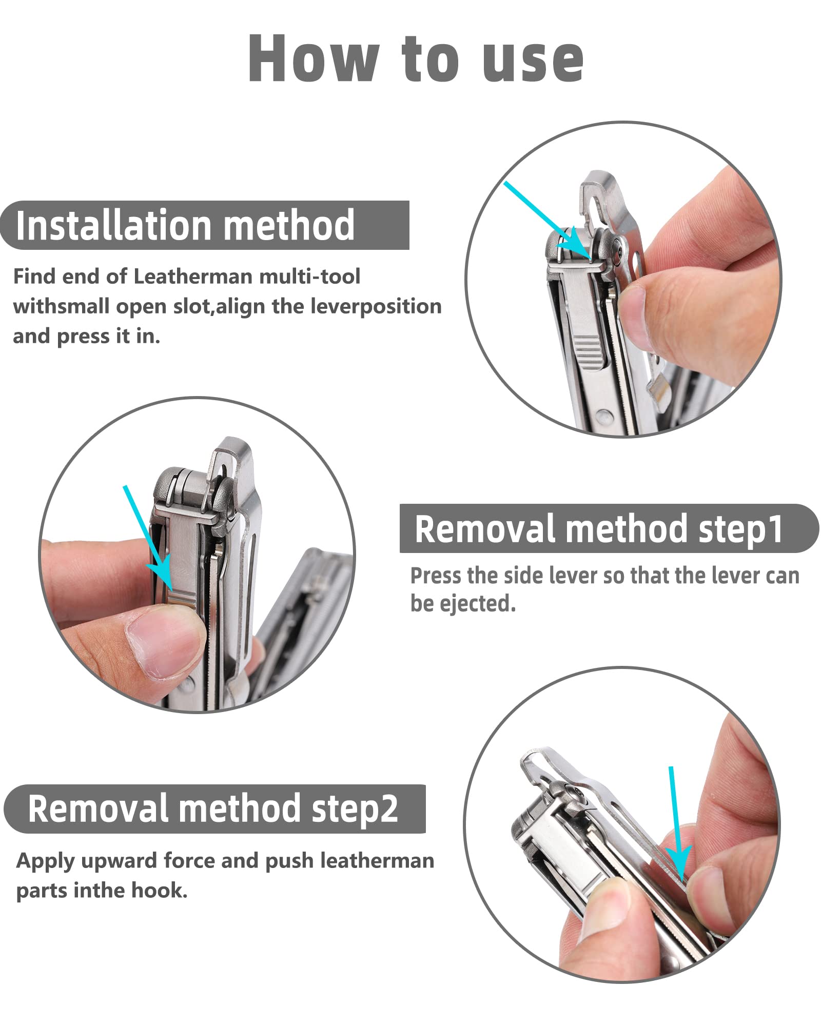 Quick-Release Pocket Clip/Upgrade designed standards stainless steel surge accessories，for Charge AL, Charge ALX, Charge Ti, Charge TTi, Quick Release Multi-Tool Pocket（2 pack）