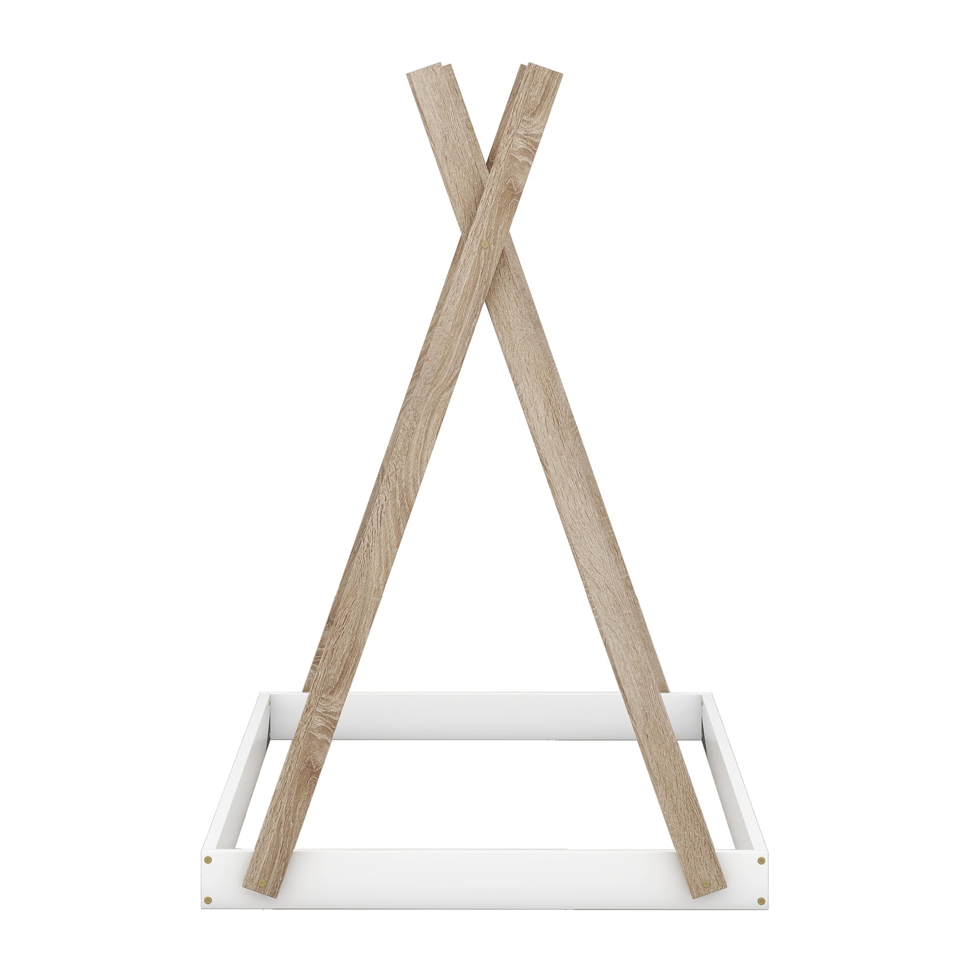 Merax Twin Wood Teepee Bed, Cute Floor Tent Bed for Kids Boys Girls,Easy Assemble White/Natural