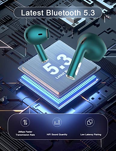 Wireless Earbuds, Bluetooth 5.3 Ear Buds Touch Control with in-Ear Built-in Microphone Deed Bass Headphones,Premium Stereo Earphones IPX6 Waterproof Headset for Sport