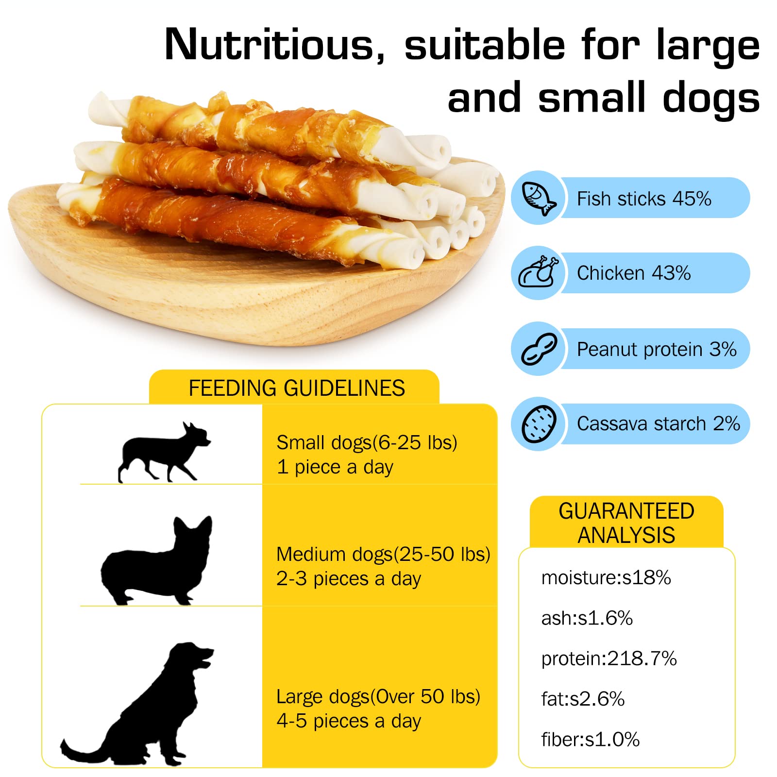 HealthyBones Chicken Breast Wrapped Natural Dog Treats for Cane Corso and Other Large Working Dogs, 18 Count