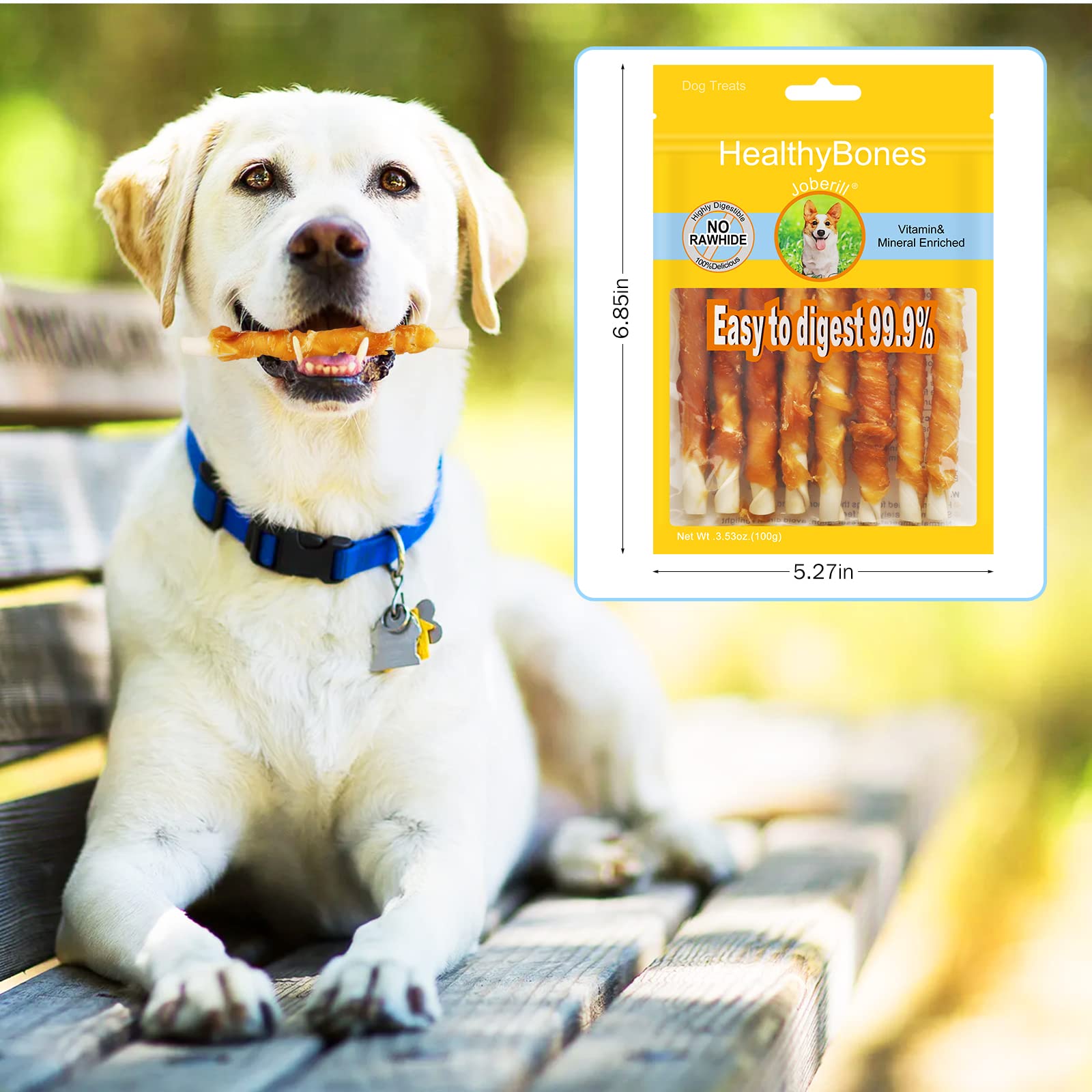 HealthyBones Chicken Breast Wrapped Natural Dog Treats for Cane Corso and Other Large Working Dogs, 18 Count