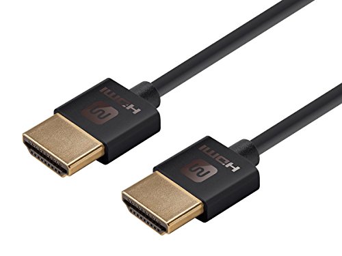 Monoprice HDMI High Speed Cable - 1 Feet - Black, 4K@60Hz, HDR, 18Gbps, 36AWG, YUV 4:4:4 - Ultra Slim Series