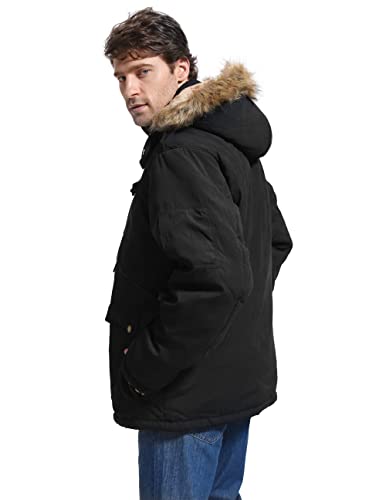 Yozai Men's Winter Coats, Warm Winter Jackets for Mens Ski Snow Jacket Snowboard Water Resistant Jacket Mountain Windbreaker Detachable Hooded Parka Black Medium