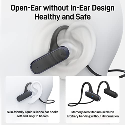 YYK Open Ear Headphones Wireless Air Conduction Bluetooth Earphones 15 Hours Playtime IPX6 Waterproof Lightweight Comfortable Over-Ear Headphone with Mic for Sport Work Study Indoor and Outdoor