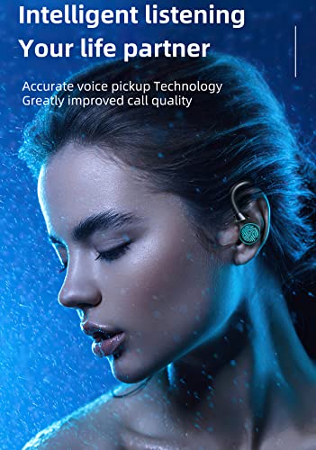 HORNORM Sport Bluetooth Headphones, Wireless Earbuds with Earhooks, IPX7 Waterproof Wireless headsets 70Hrs Playtime, Noise Cancelling Earbud Built-in Mic Earphones for Workout Sport Gym