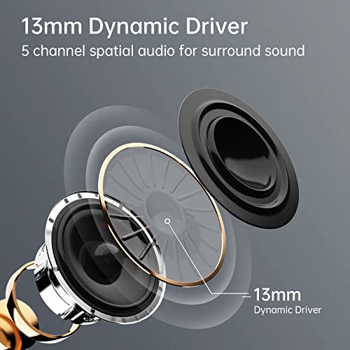 True Wireless Earbuds, 4 Mics Call Noise Cancelling Headphones 13mm Dynamic Driver for Deep Bass & Stereo Sound, Wireless Charging Case, Aadaptive EQ & Low Latency for Online Meeting & Sport(White)
