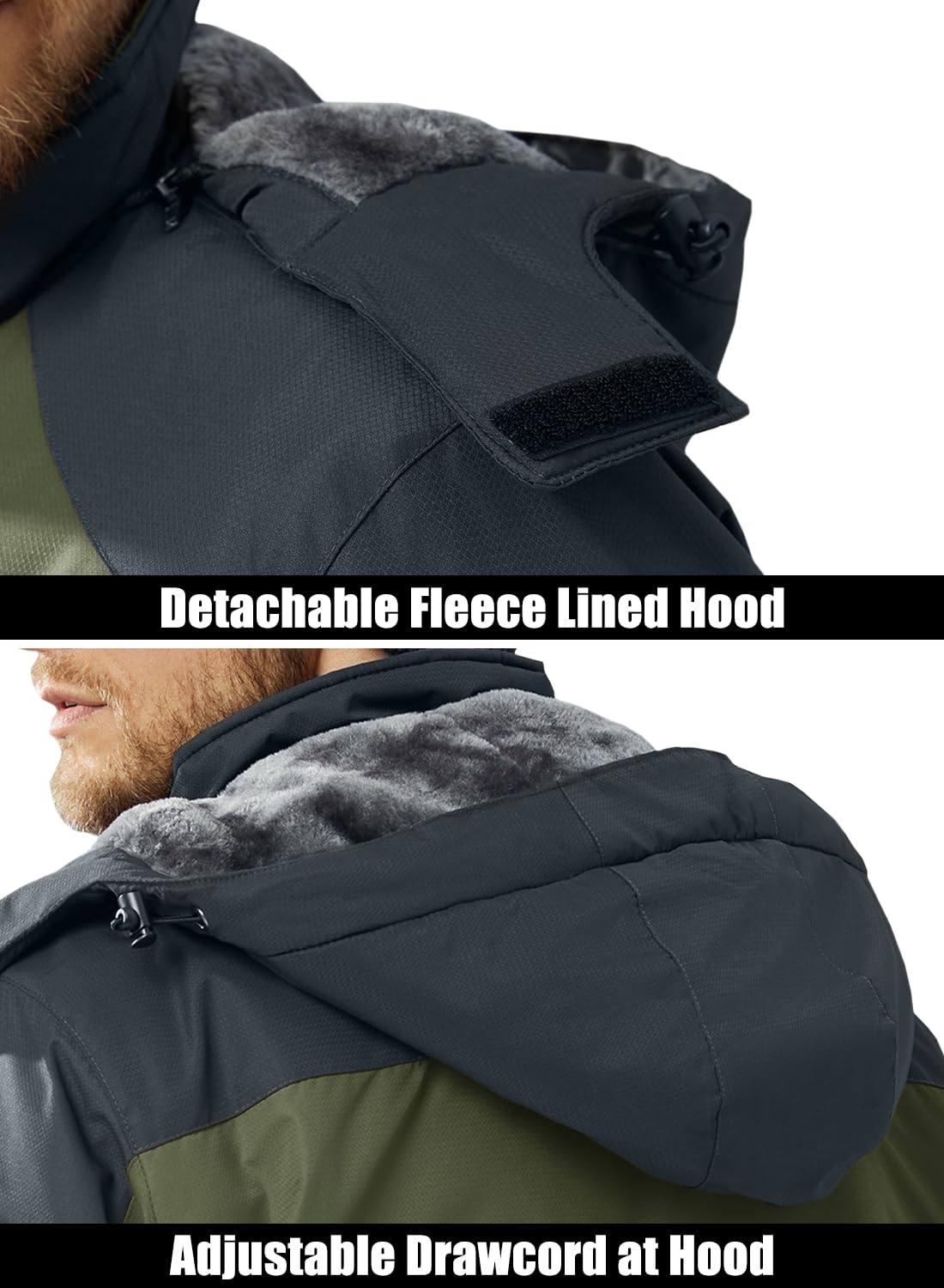 MAGCOMSEN Work Jacket Winter Coats Ski Jacket Waterproof Jaket Rain Jackets Fleece Jacket Softshell Jacket Tactical Jacket Snowboard Jackets Green
