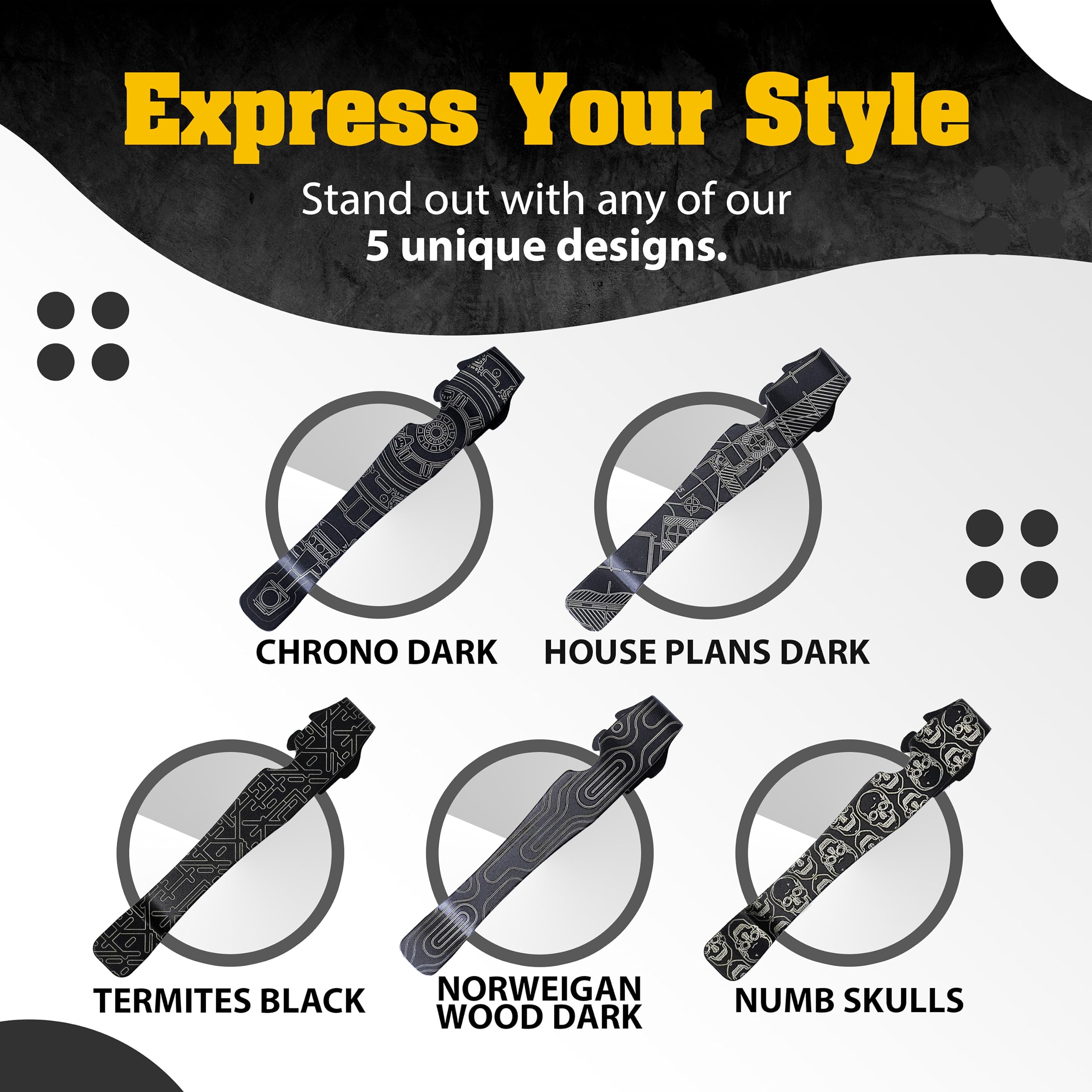 Donk! Pocket Clip for Leatherman Wave, Wave Plus+, Surge & Charge AL, ALX, Ti, XTi - Titanium TC4 - Custom Designs - Quick Release - Extra Carry Options ‘Sparka’