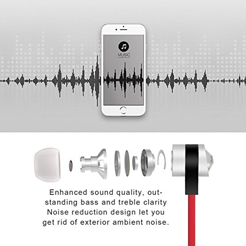 LUXEAR Earbuds with Microphone, in-Ear Stereo Headset Earphones with Remote Control Clear Sound, Noise-isolating, Ergonomic Comfort-fit, for All Android Smartphone(Red)