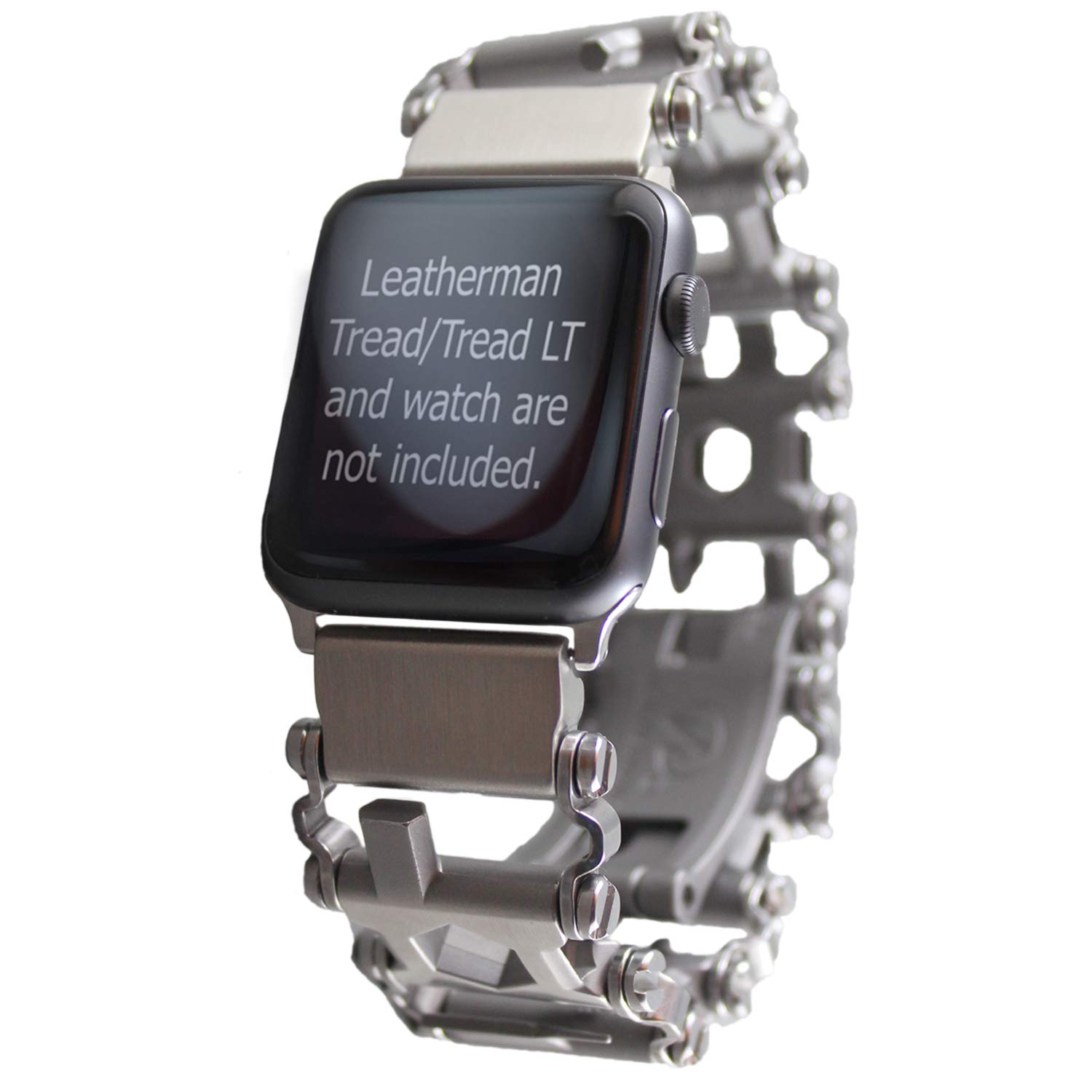 BestTechTool BTT-Stainless Steel-Watch Adapter Compatible with Leatherman Bracelet (Silver-Tread LT, Apple Watch Ultra 2/Ultra/46mm/45mm/44mm/42mm)