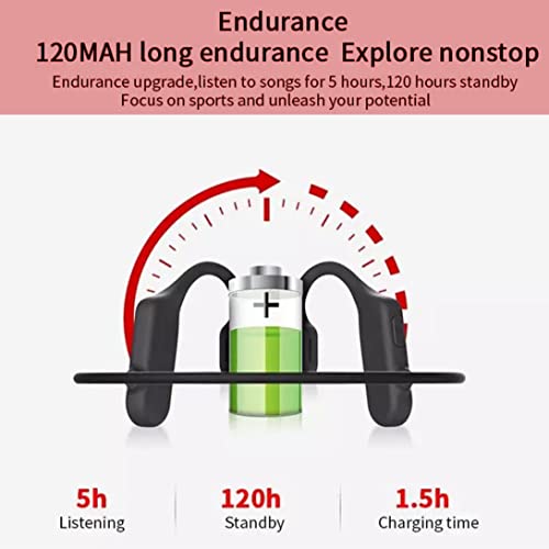 Bone Conduction Headphones Bluetooth Wireless Earphones Sports Open Ear Headphones Waterproof Lightweight - Red.