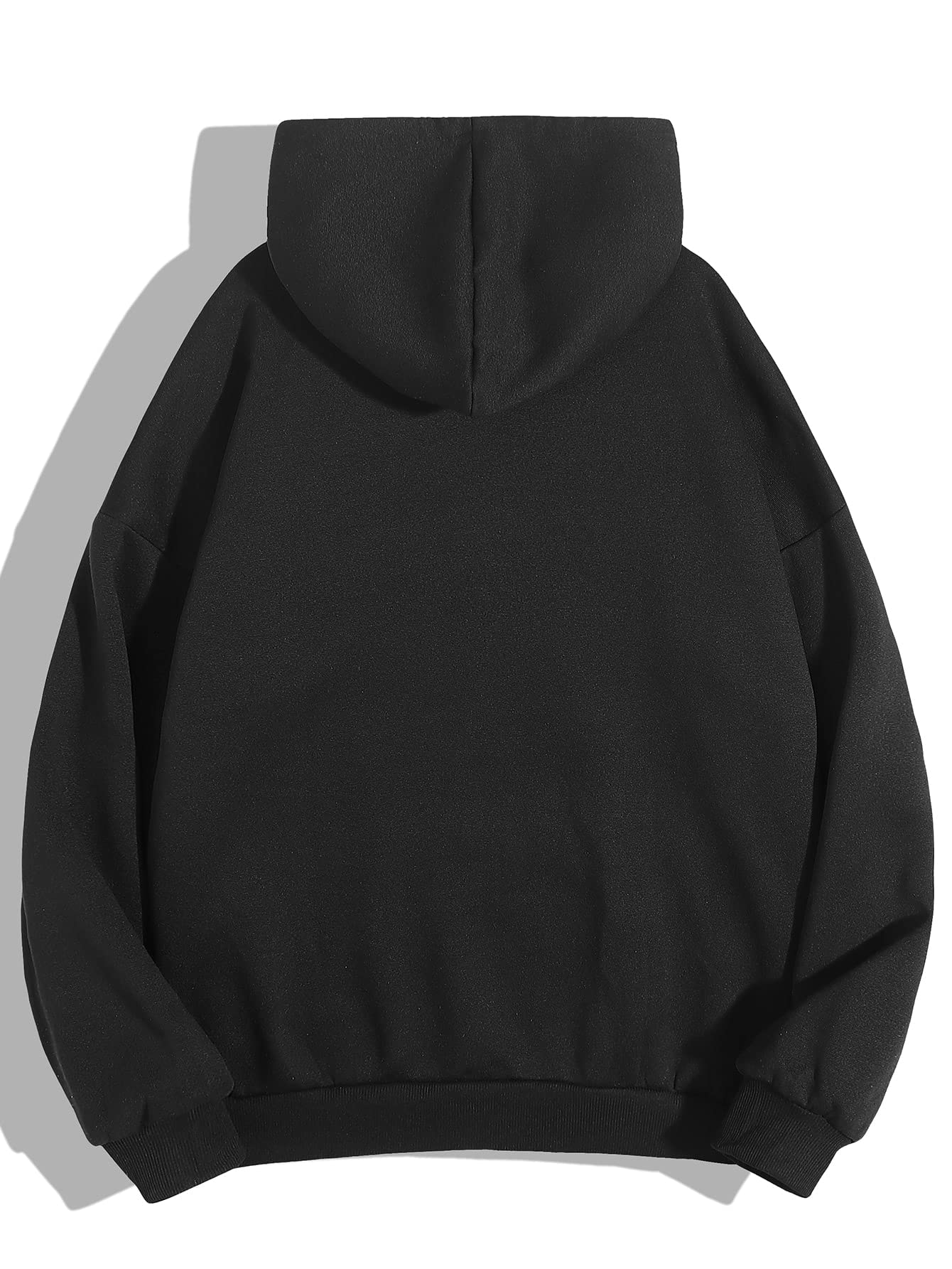 SHENHE Women's Slogan Letter Print Long Sleeve Hooded Sweatshirt Pullover Hoodie Tops Black L
