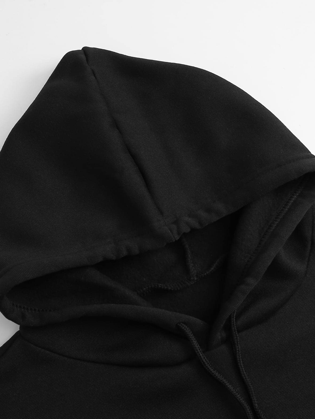SHENHE Women's Slogan Letter Print Long Sleeve Hooded Sweatshirt Pullover Hoodie Tops Black L