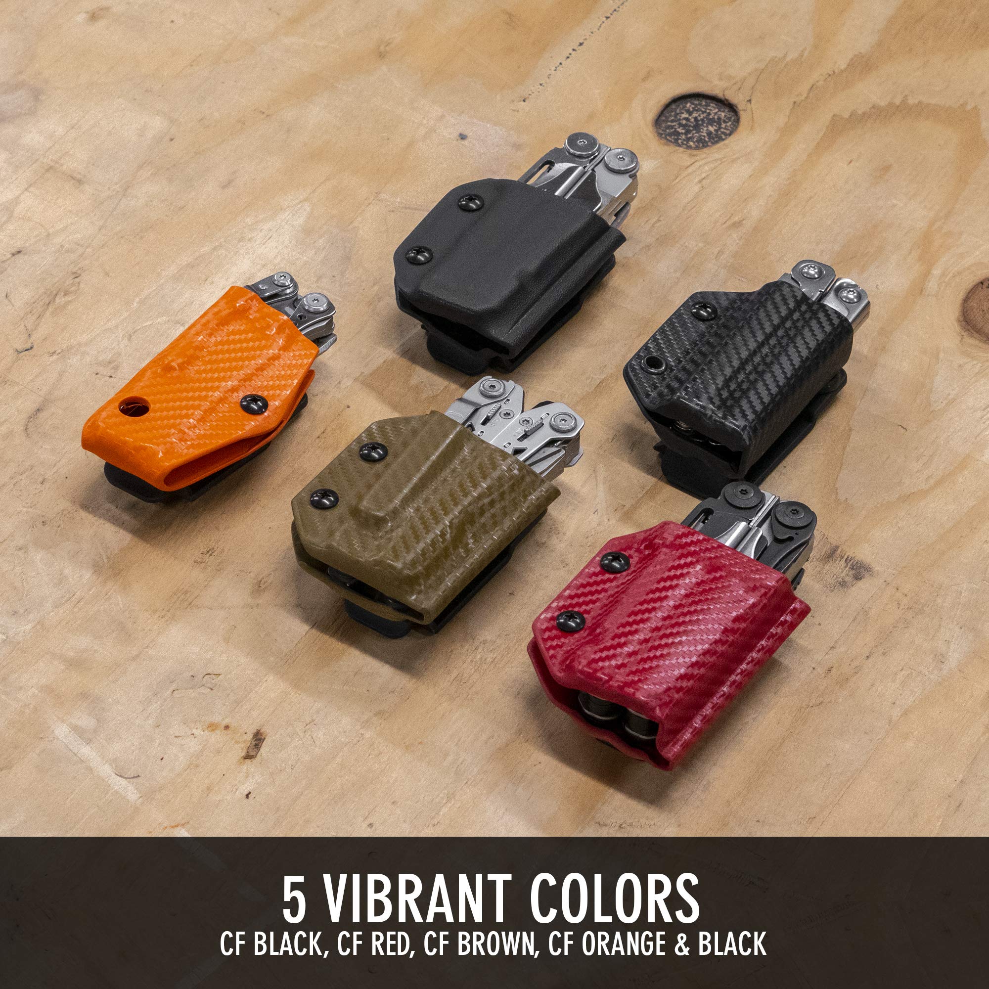 Clip & Carry Kydex Multitool Sheath for LEATHERMAN FREE P4 - Made in USA (Multi-tool not included) EDC Multi Tool Holder Holster Cover (Red Carbon Fiber)