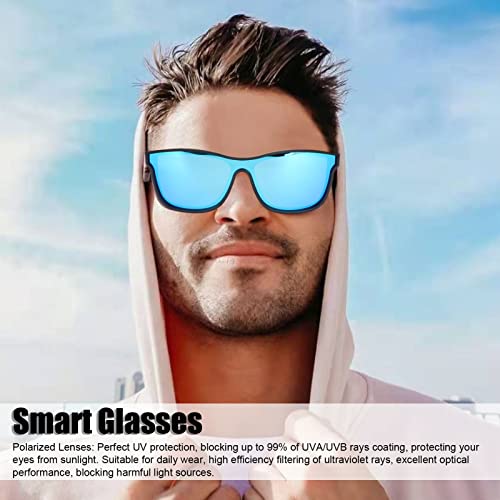 Audio Sunglasses with Open Ear Headphones, Sport Wireless Bluetooth Audio Sunglasses Hands Free for Outdoor Sports, HiFi Stereo(Blue)