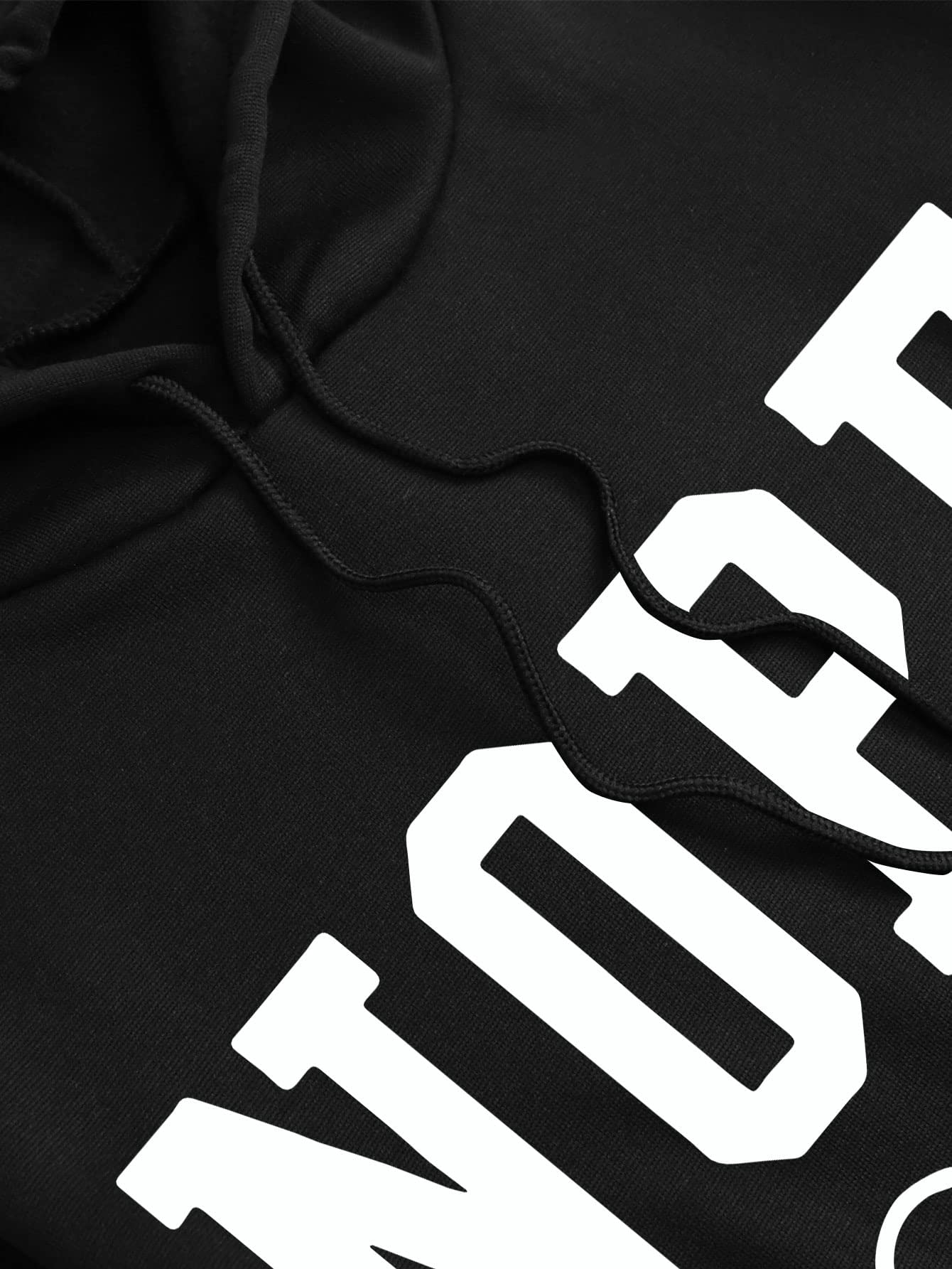 SHENHE Women's Slogan Letter Print Long Sleeve Hooded Sweatshirt Pullover Hoodie Tops Black L