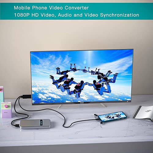 Tlsdosp Smartphone to HDMI Projection Cable, 1080P Phone to TV Mirroring Adapter Compatible with Smartphone/Tablet