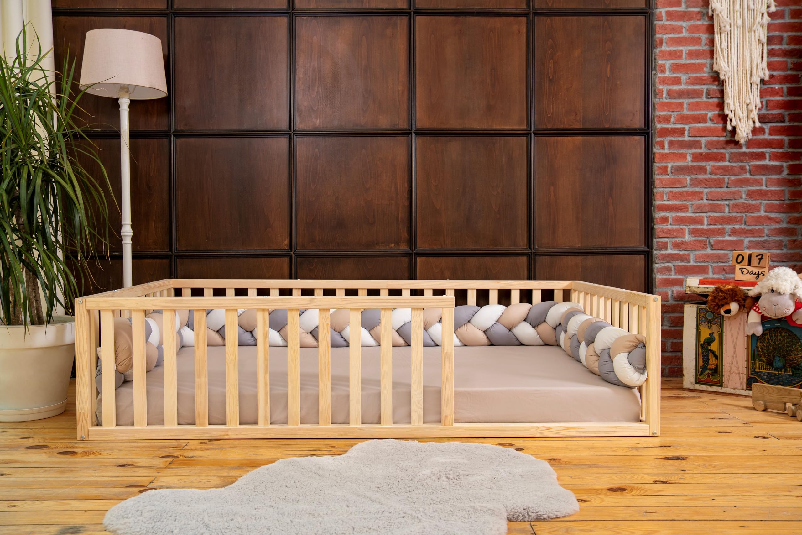 Montessori Floor Bed Twin Size 39x75" / Height 18.9'' | Pine Tree Toddler Bed Frame, Wood Bed Frame | Gift For Kids Room Decor (Twin)