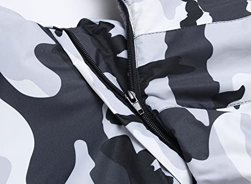 Keevoom Child Snowboarding Coat Waterproof Thick Rain Jackets Warm Fleece Lined Ski Jacket Hooded Outdoor Snow Jacket Camo Size 10